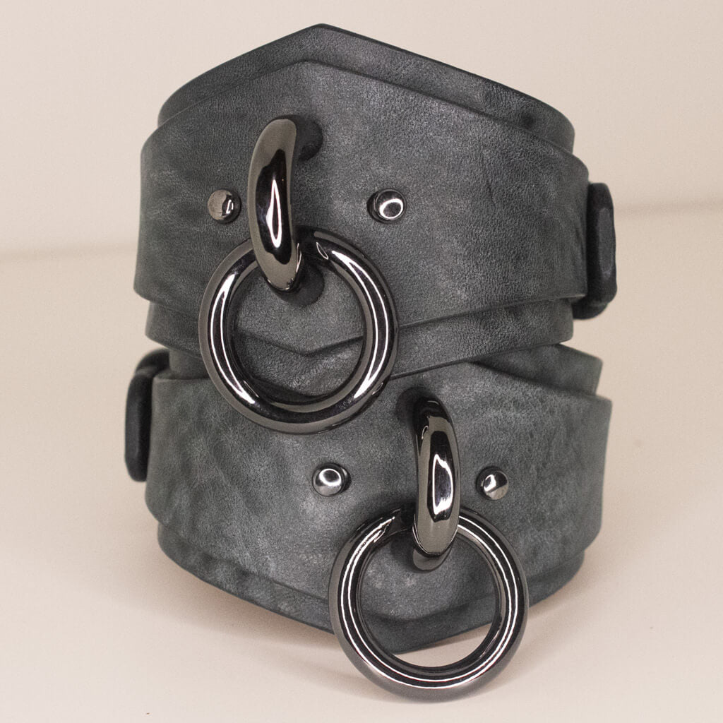 Ash Nova Cuffs - Sophisticated BDSM Leather Gear | Neon Coyotes